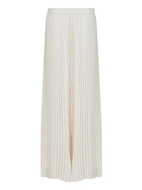 LEEM Pleated Wide-leg Woven Trousers - White