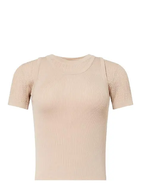 Acne Studios Layered Rib-knit Wool-blend Top - Beige