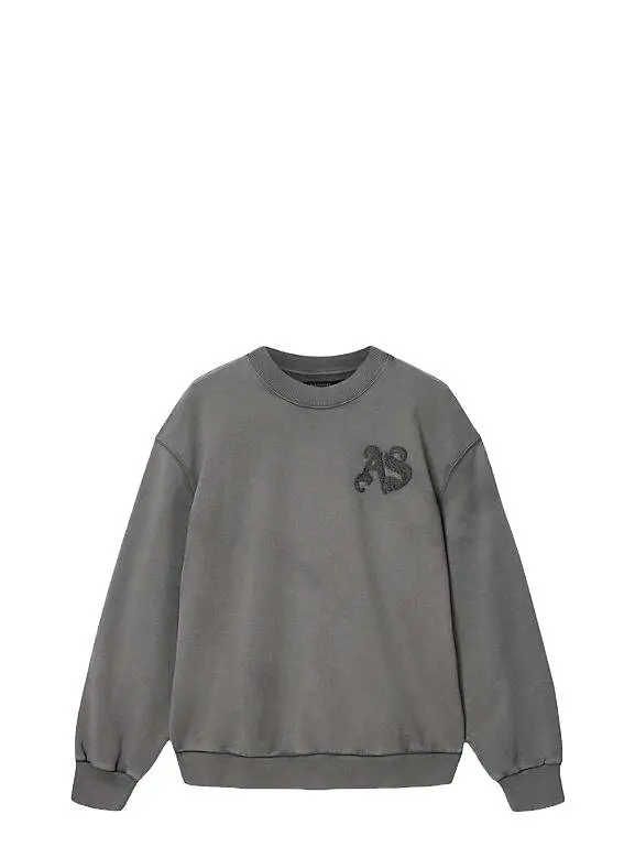 ALLSAINTS Insignia Logo-embroidered Cotton Sweatshirt - Washed Black