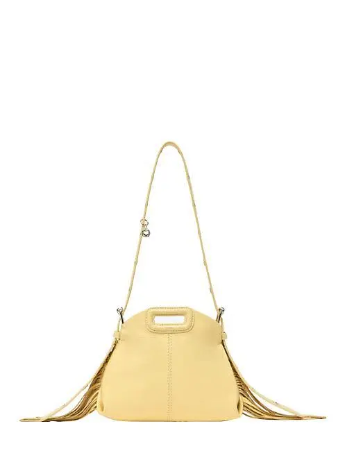 Maje Mini M Crackled Leather Bag - Pale Yellow