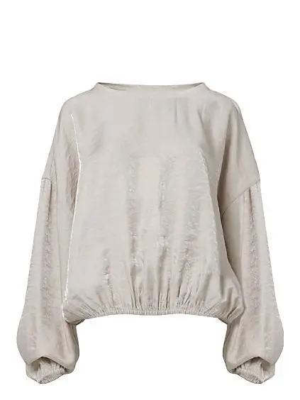 LEEM Woven Round-neck Top - Nude