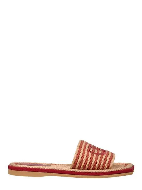 Chloé Striped Raffia Flat Sandals - Pink