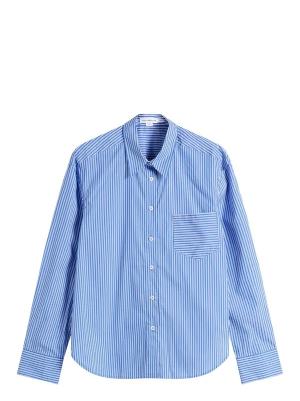 Good American Poplin Classic Boxy Shirt - Blue/white Stripe