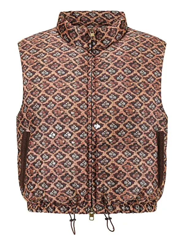 INTO THE EAST Diamond Lattice Silk Vest - Brown