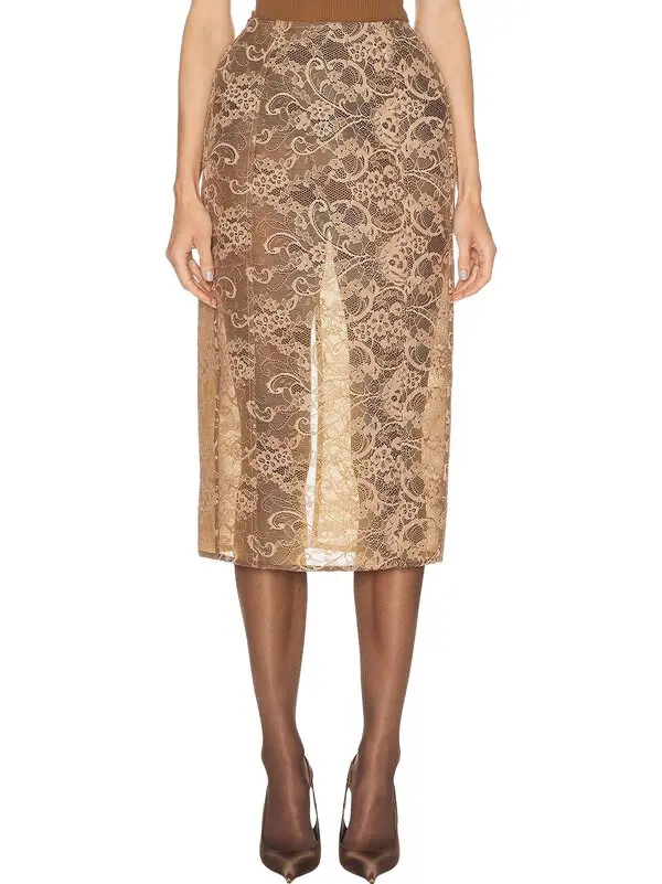Acne Studios Icasso Romantic Flower Lace Skirt - Bronze Brown