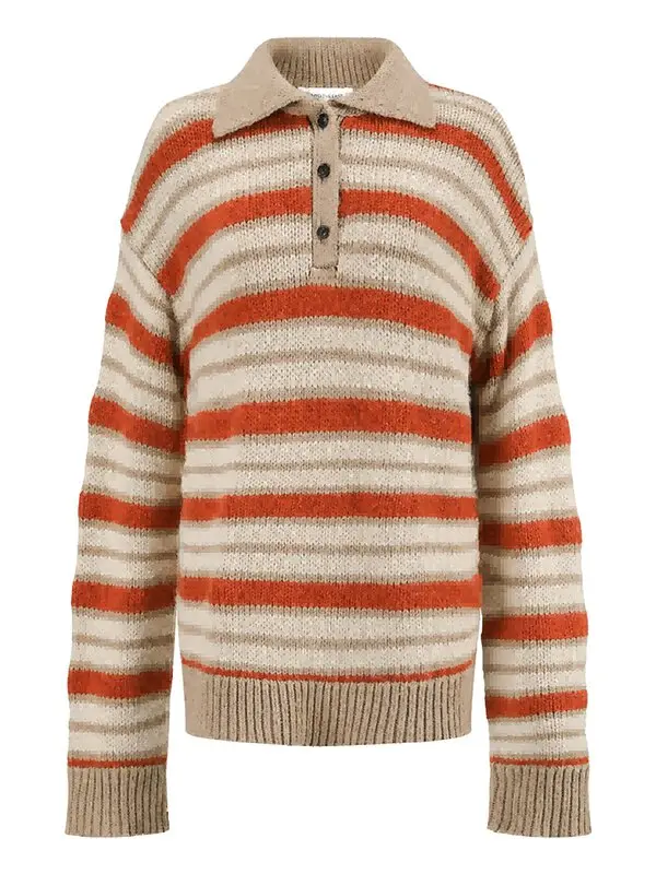 INTO THE EAST Striped Lapel Sweater - Multi