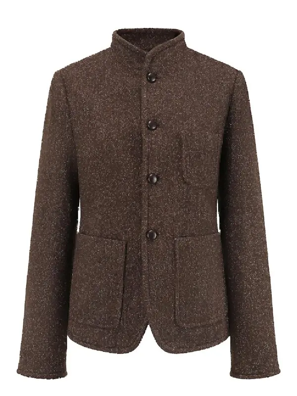 INTO THE EAST Stand-collar Wool-silk Jacket - Brown