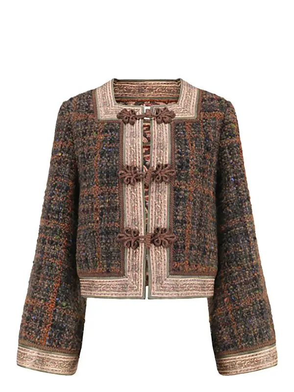 INTO THE EAST Boxy Tweed Wool-blend Jacket - Brown