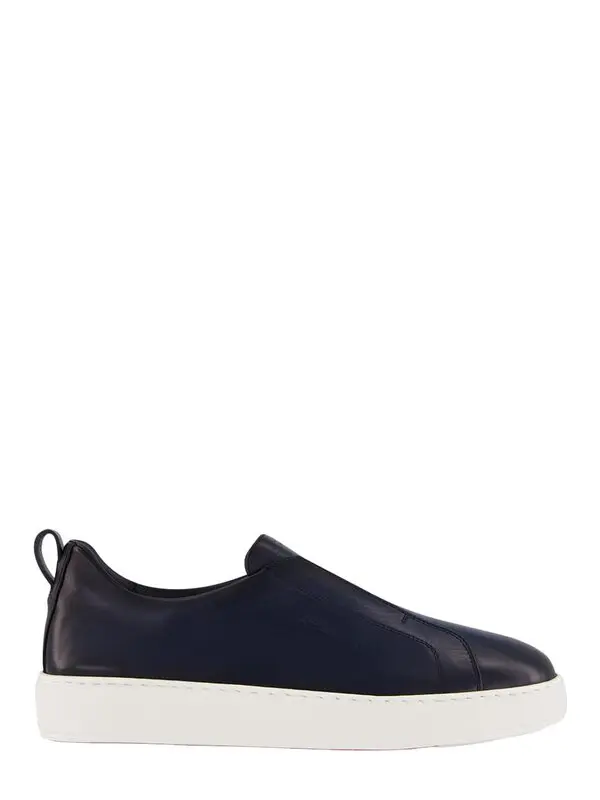 Santoni Calf Leather Slip-on Sneakers - Blue