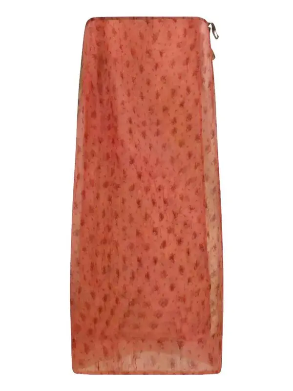 GANNI Printed Wrap Skirt - Red