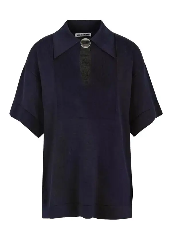 JIL SANDER V-neck Buttoned Polo Shirt - Blue