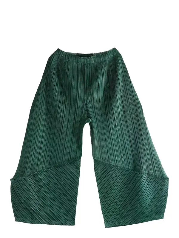 Issey Miyake Pleated Panelled Trousers - Green