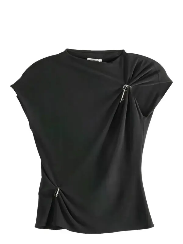 GRACE LING Draped Pin Top - Black