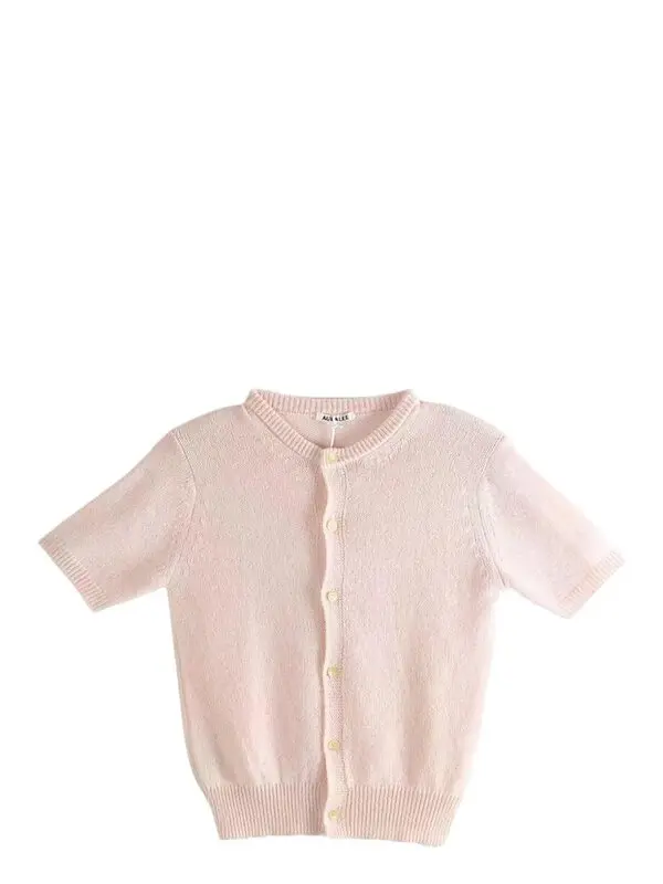 Auralee Button Short-sleeve Cardigan - Pink