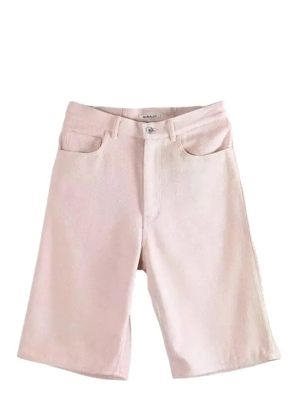 Auralee Silk Denim Shorts - Pink