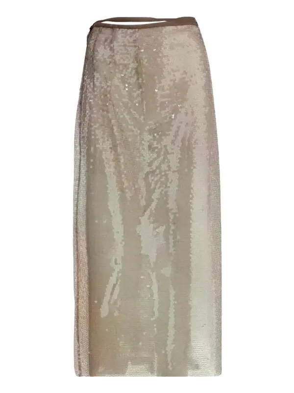 NICCOLO PASQUALETTI Sequin Embellished Maxi Skirt - Neutrals