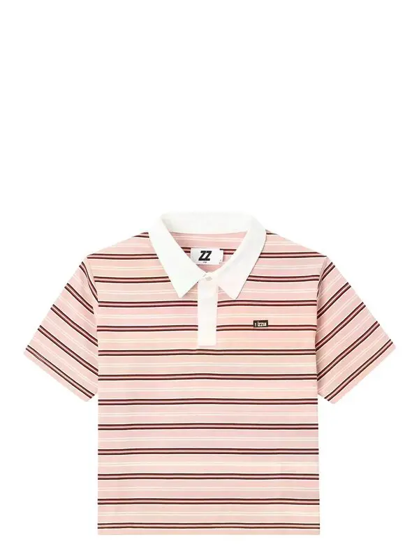 Izzue Striped Polo Top - Pink