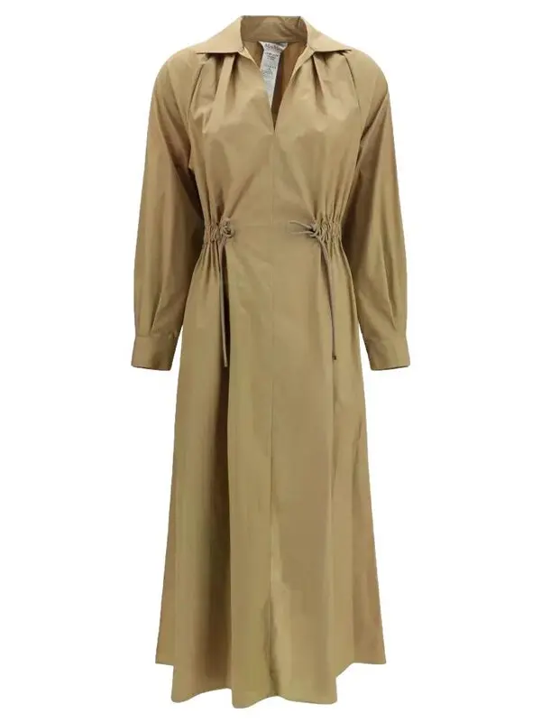 Max Mara Pedaggi Drawstring A-line Midi Dress - Neutrals