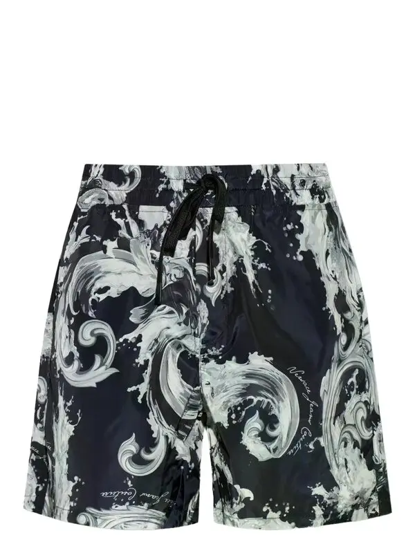 Versace Print Drawstring Swim Shorts - Black