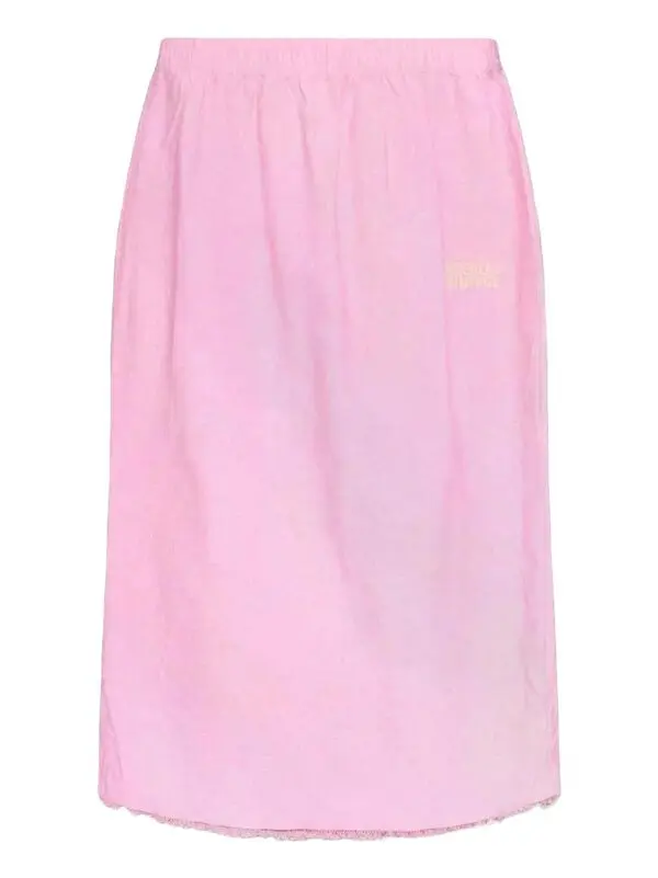 American Vintage Lace Trim Midi Skirt - Pink