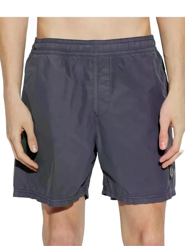 Stone Island Logo Swim Shorts - Grey