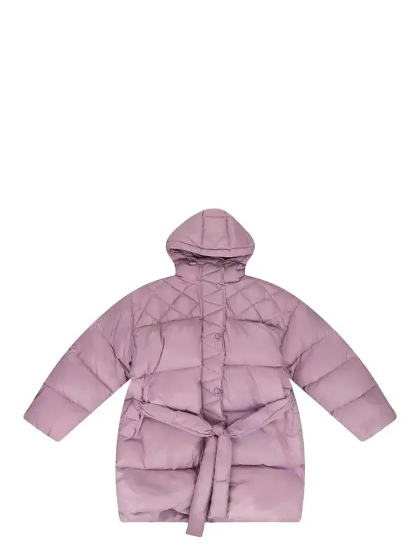 Callipygian Belted Puffer Coat - Purple