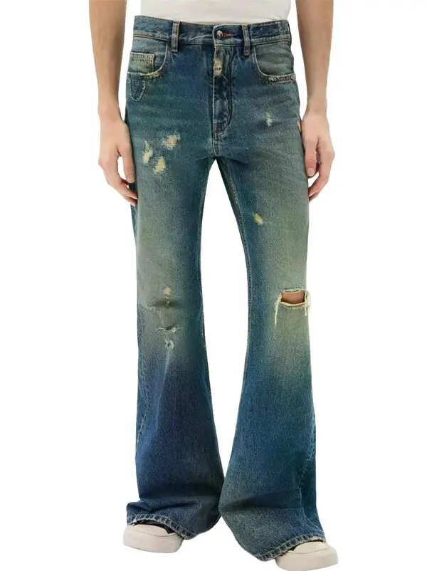 ANN DEMEULEMEESTER Hamo Distressed Five-pocket Jeans - Blue