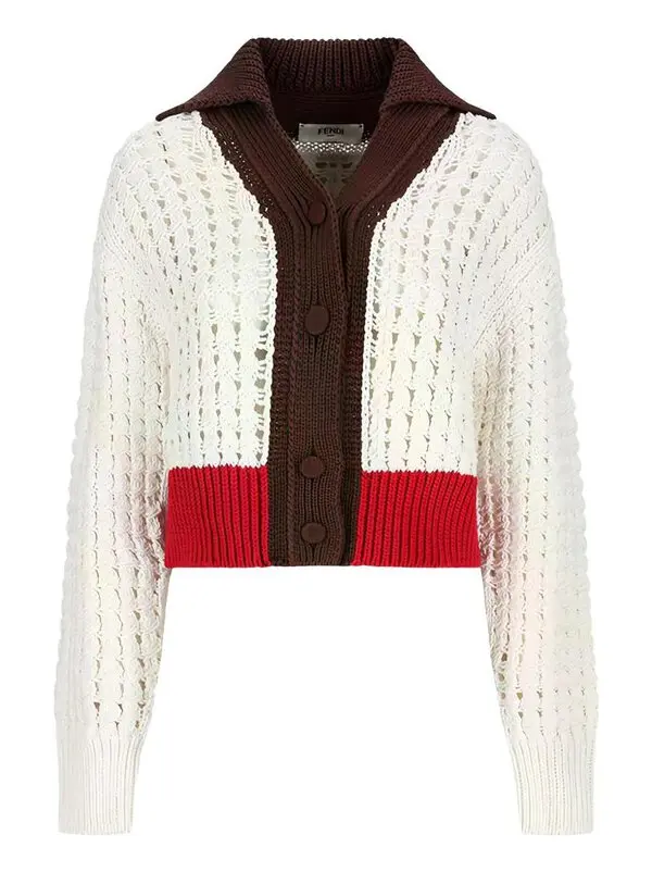 Fendi Chunky Cotton Cardigan - White