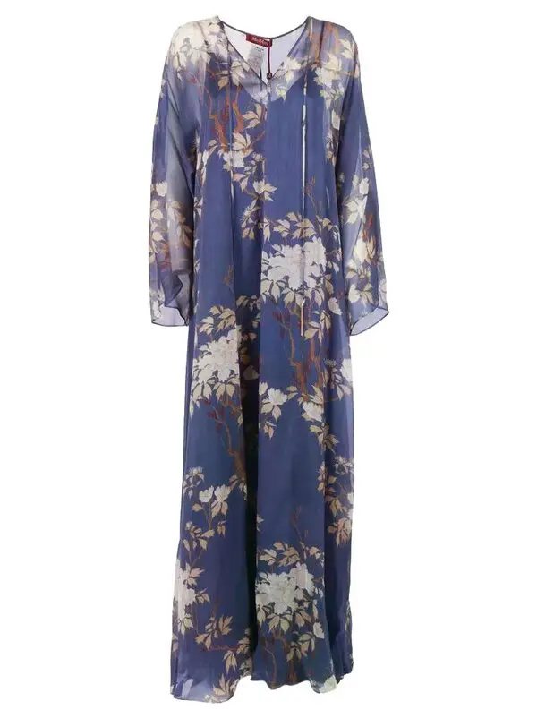 Max Mara Floral Print Dress - Blue
