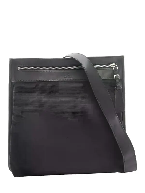 Gucci 2000s Leather-trim Shoulder Bag - Black