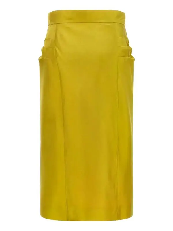 Valentino Garavani Shantung Slit Midi Skirt - Yellow