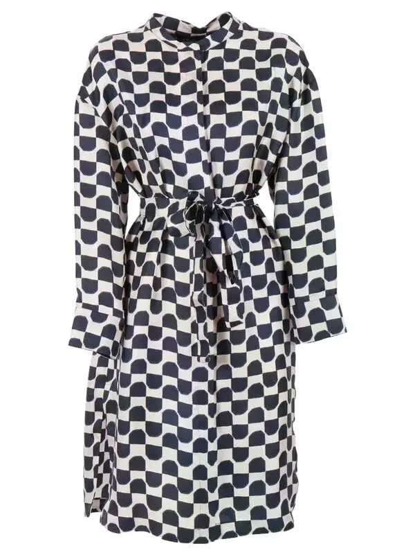 Max Mara Geometric Print Tie Dress - Black
