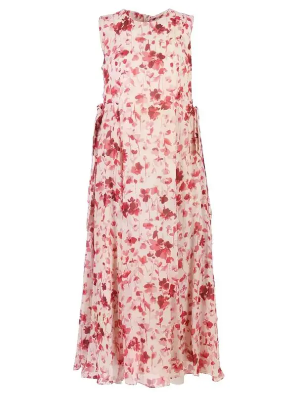 Max Mara Floral Tie Detailed Dress - Pink