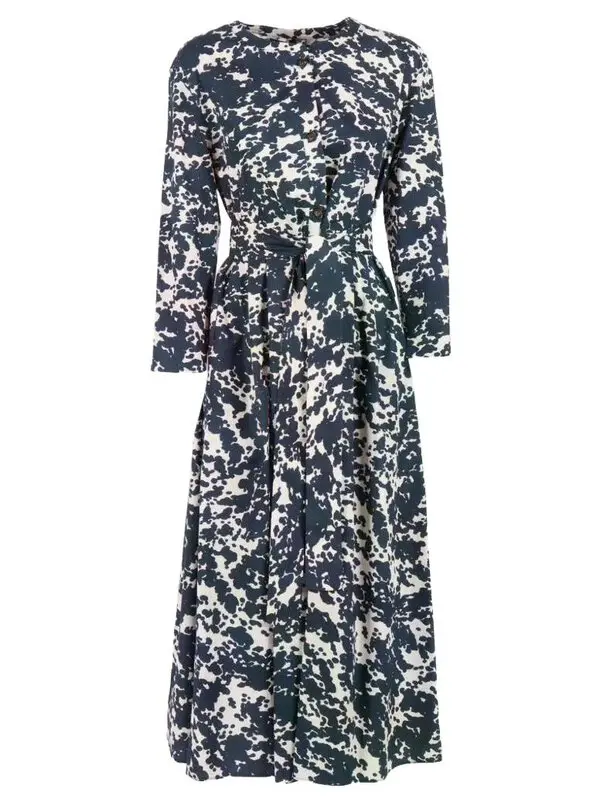 Max Mara Printed Belted Dress - Blue