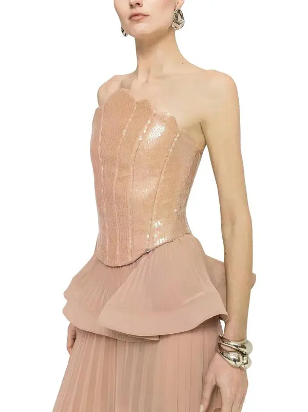 NISSA Sequin Corset Top - Neutrals