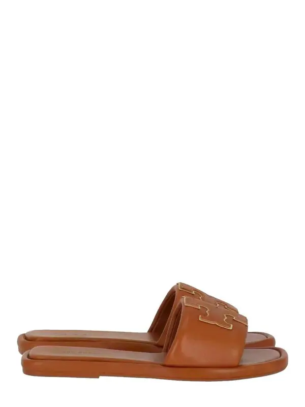 Tory Burch Double T Sport Slides - Brown