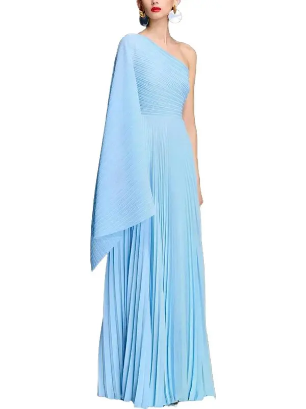 Solace London Maci One-shoulder Maxi Dress - Blue
