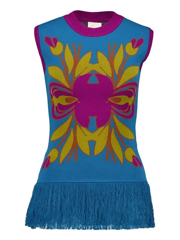 PAULA Tina Mykonos Jacquard Tank Top With Fringe - Multicolour
