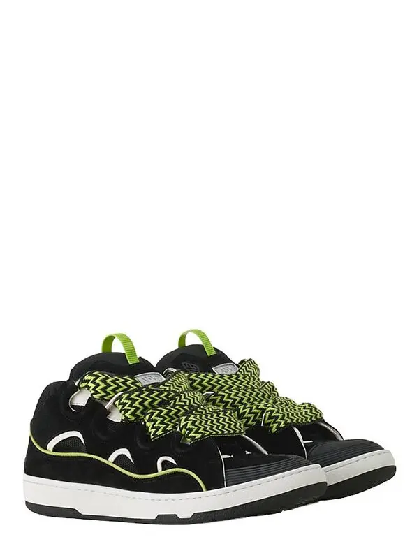 LANVIN Curb Leather Sneakers - Absinth/black