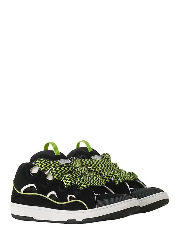 LANVIN Curb Leather Sneakers - Absinth/black