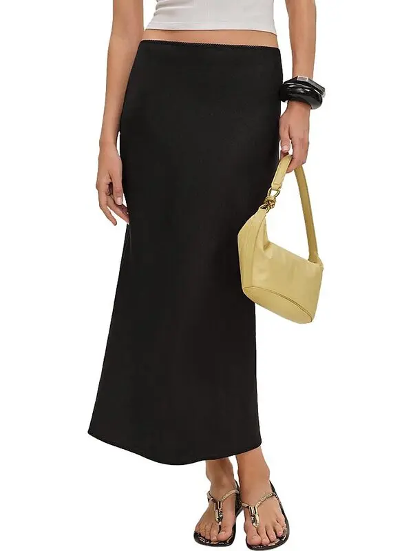 REFORMATION Layla Linen Skirt - Black