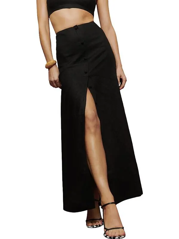 REFORMATION Andi Linen Maxi Skirt - Black
