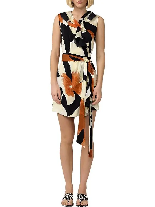 Diane Von Furstenberg Roxy Mini Dress - Island Orchid Giant Black