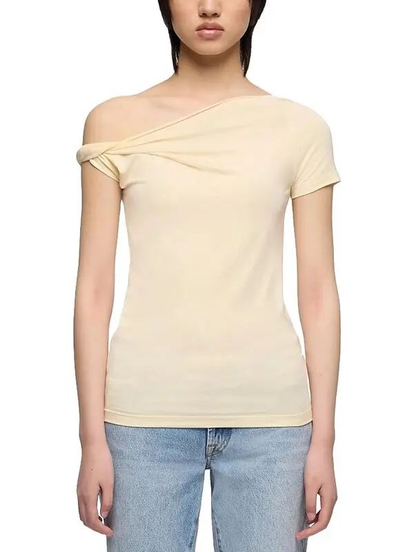 7 For All Mankind Twisted Off-the-shoulder Tee - Lyocell Glaze