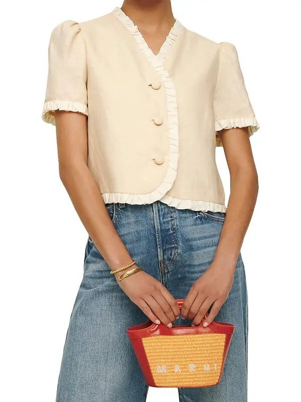 REFORMATION Bess Linen Top - Sugar