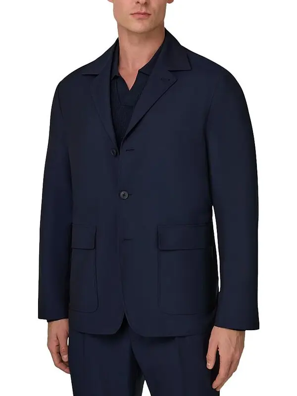 Boggi Milano Regular Fit Wool Mohair Blazer - Navy Blue