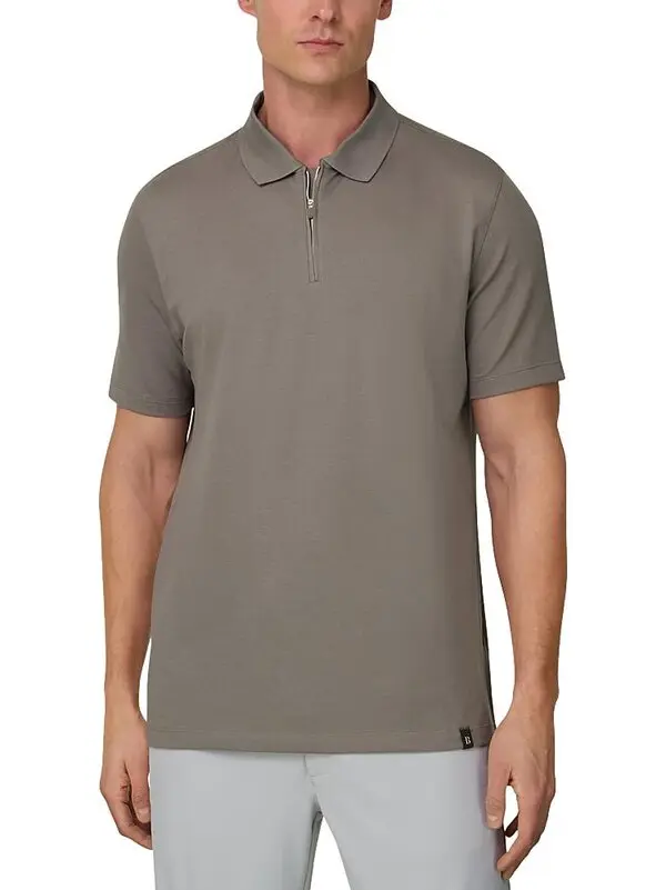 Boggi Milano High Performance Pique Polo Shirt With S-cafe Yarn - Mud