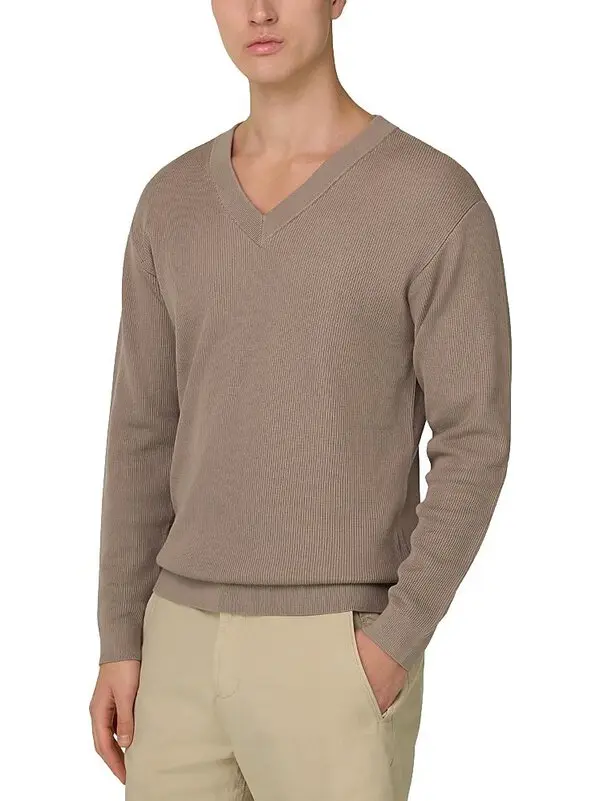 Boggi Milano Regular Fit V-neck Sweater - Taupe