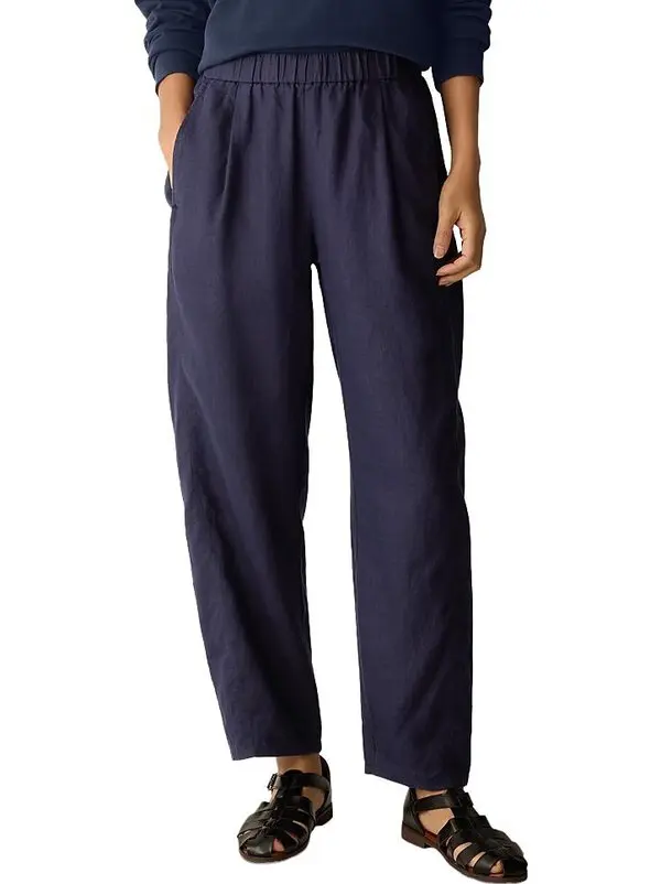 Eileen Fisher Linen Ankle Lantern Pants - Sapphire