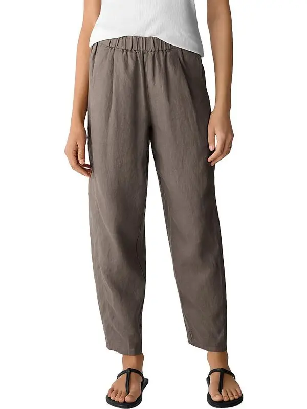 Eileen Fisher Linen Ankle Lantern Pants - Walnut